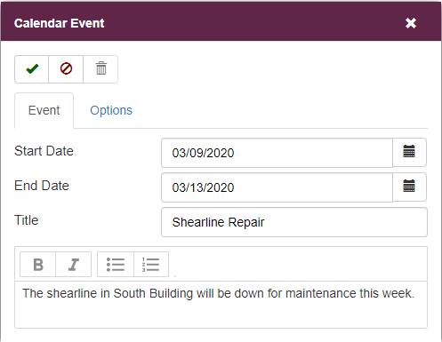 Creating Calendar Events